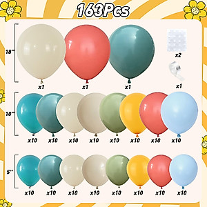 Retro Boho Balloon Arch Garland Kit, 163Pcs Retro Blue Orange Mustard Yellow Balloon, Here Comes the Son First Birthday Theme Boho Colorful Baby Shower Party Decoration