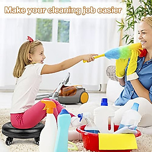 Lilithye Small Rolling Stool with Wheels for Shop Garage Garden Portable Low Rolling Stools Multifunction Round Black Roller Seat Stool