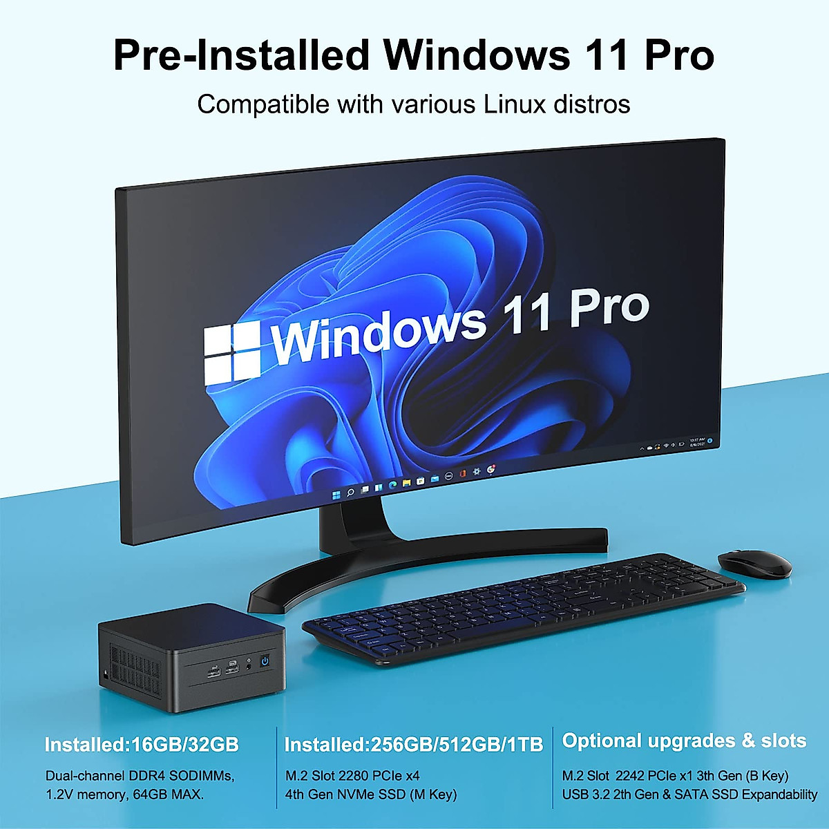 Intel NUC 12 Pro Wall Street Canyon Mini PC, 32GB RAM, 1TB SSD, Intel Core i7-1260P Processor (18M Cache, up to 4.70 GHz), WiFi 6E, BT 5.2, Dual Thunderbolt, Dual HDMI, Win 11 Pro(NUC12WSHi7)