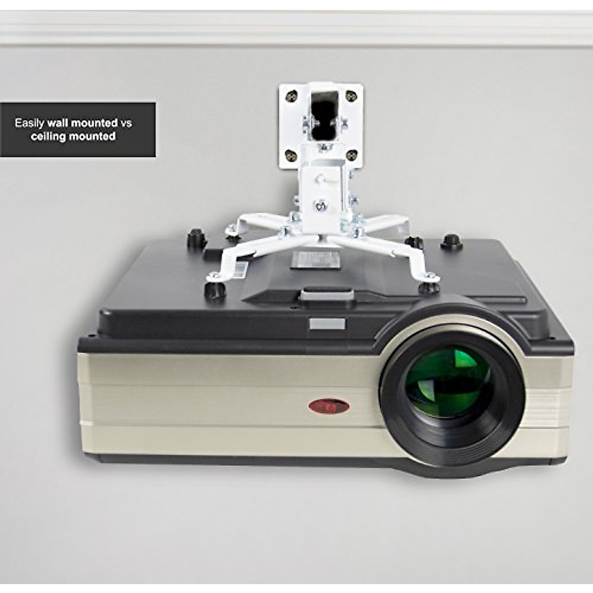 VIVO Universal Adjustable Wall Ceiling Projector Mount Bracket, Extendable Length Projection, White, MOUNT-VP06W