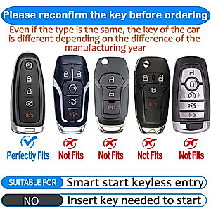 Tukellen for Ford Leather Key Fob Cover Key Shell Case for Ford C-Max Edge Escape Expedition Explorer Flex Focus Taurus Lincoln MKS MKT MKX -Red