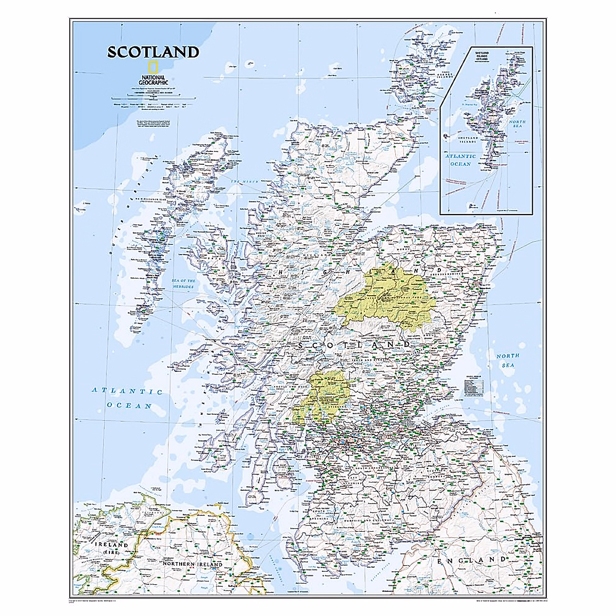 National Geographic Scotland Wall Map - Classic - Laminated (30 x 36 in) (National Geographic Reference Map)