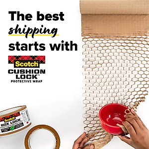 Scotch Cushion Lock Protective Wrap, 12 in x 30 ft, Sustainable Packaging Solution for Packing, Shipping and Moving, No Scissors or Tape Needed, Great Alternative to Bubble Cushion Wrap (PCW-1230)