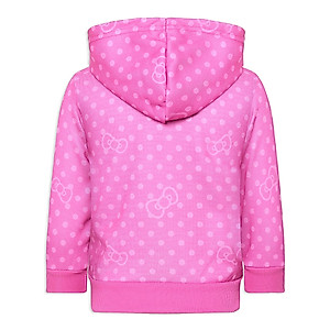 Hello Kitty Girls Zip Up Hooded Sweatshirt for Infant, Toddler and Little Kids Hot Pink