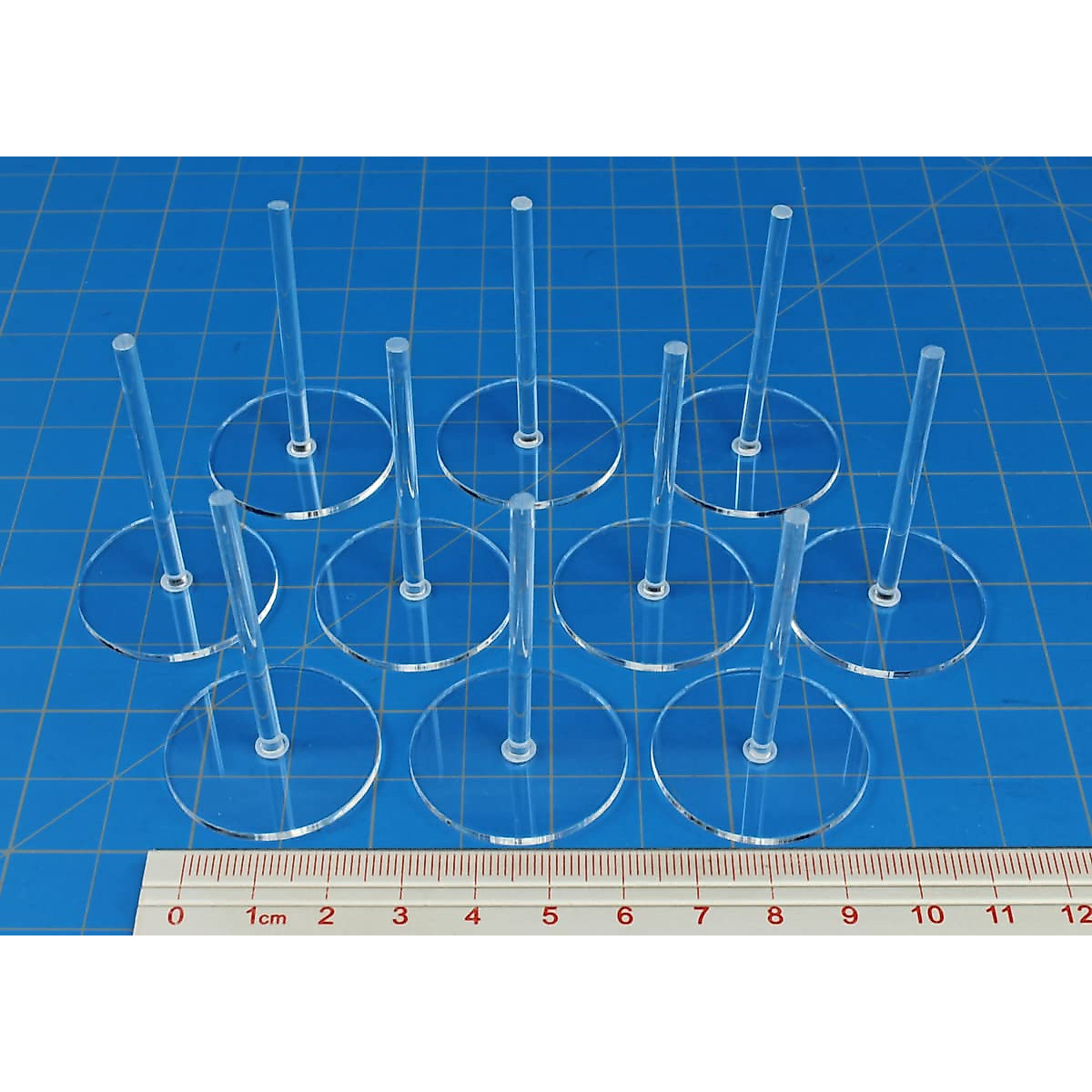 LITKO 32mm Circle Flight Stands with 2-inch pegs, 1.5mm Clear (10)