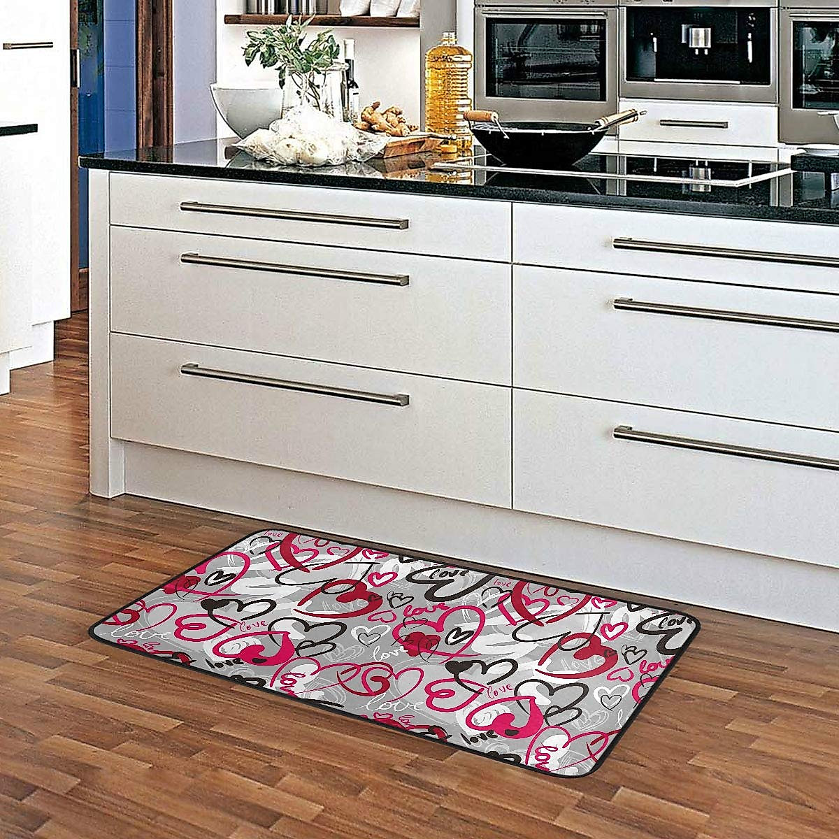 AGONA Anti Fatigue Kitchen Mat Winter Kitchen Floor Mat Non Slip Kitchen Rugs Cushioned Comfort Standing Mat Area Rugs Indoor Outdoor Entry Rug Floor Carpet for Home 39x20 (Cute Valentine's Hearts)