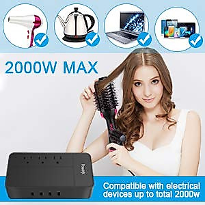 Travel Adapter Power Voltage Converter Step Down 220V to 110V 1875W with 4 Smart USB Charging for Hairdryer ETL Powerjc