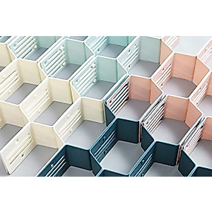 COOLFUNLIFE Plastic Partition Honeycomb Shape Drawer Dividers, Underwear Socks Bras Ties Belts Scarves, Bee Style Household Closet Storage Cabinet Clapboard DIY Drawer Organizer Divider - White