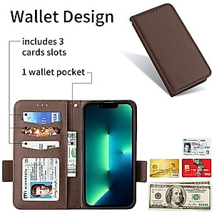 Case Compatible with Samsung Galaxy Z Fold 5,Leather Flip Case with Card Slot,Wallet Design,Standable Flip Case Brown