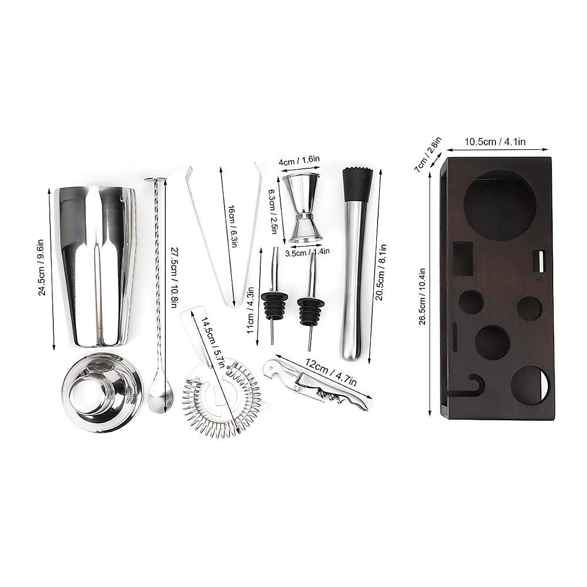 10Pcs/Set Cocktail Shaker Set Household Stainless Steel Cocktail Shakers Set Tools Kit Drink Shaker Bartender Kit Bar Accessories