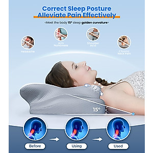 Ultra Pain Relief Cooling Pillow for Neck Support, Adjustable Cervical Pillow Cozy Sleeping, Odorless Ergonomic Contour Memory Foam Pillows, Orthopedic Bed Pillow for Side Back Stomach Sleeper