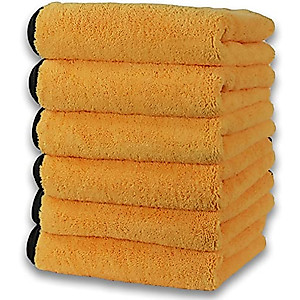 Simple Houseware Professional Grade Ultra Plush Premium Microfiber Towels, 410 GSM (16 inch x 24 Inch) (6 Pack) - Safe for Car Wash, Home Cleaning & Pet Drying Cloths