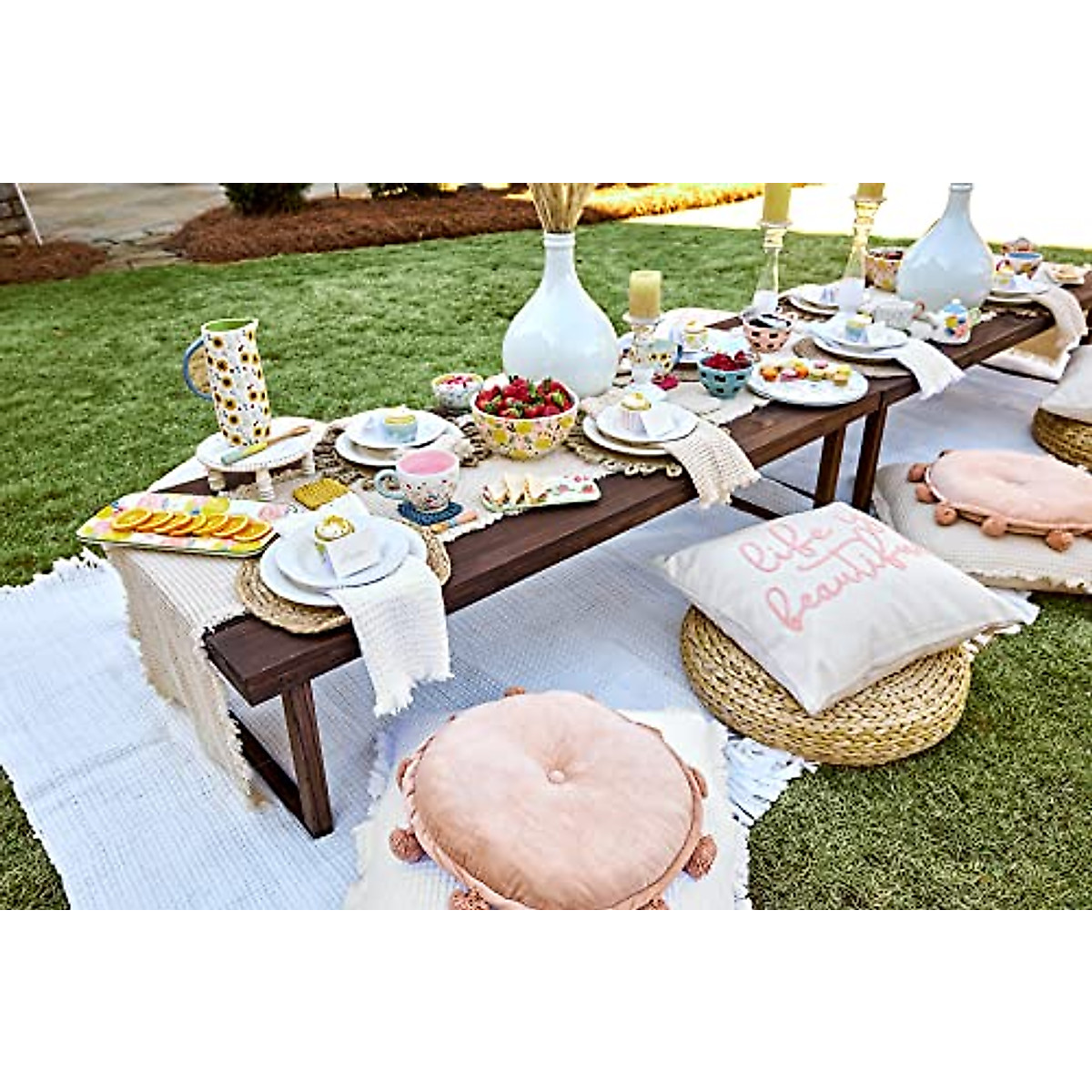 Mud Pie Round Velvet Pillow, 1 Count (Pack of 1), Pink