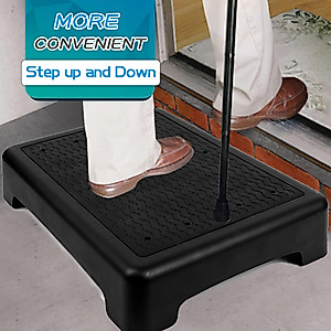 One Step Stools for Adults & Seniors, Anti Slip Portable Sturdy Indoor/Outdoor Mobility Plastic Step Stool Platform for SUV,Cars,Stairs,Bedside,Chair/Office,Black