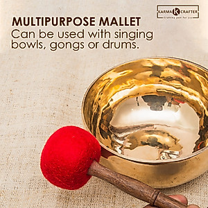 Karma Crafter Tibetan Singing Bowl Mallet Wooden Felt Striker Sound Bowl Meditation Mallet Sound Bowl Stick Meditation Yoga Tibetan sound bowl mallet (Medium Striker)