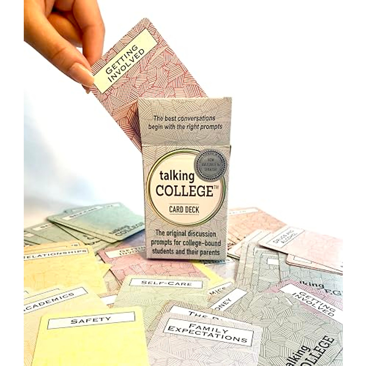 Talking College English Edition Conversation Card Deck - Educational, Health & Safety Cards w/Multiple Dialogue Prompts for Academics, Self Care, Relationships and Family Expectations - 110 Cards