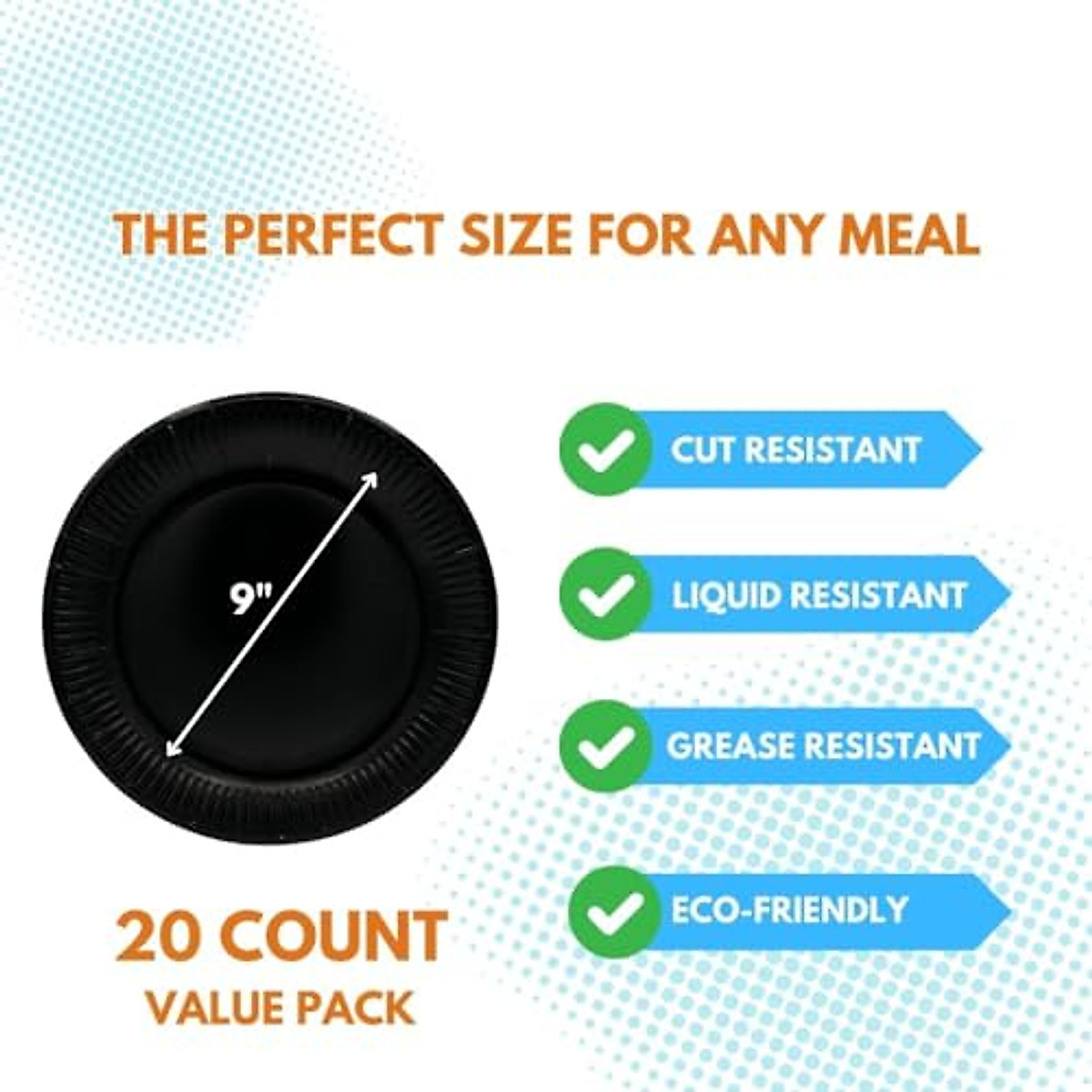 Disposable Eco-Friendly Party 9" Paper Plates Assorted Colors 20ct (White)