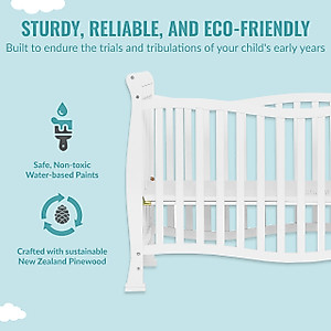 Dream On Me Violet 4-In-1 Convertible Mini Crib In White, Greenguard Gold Certified, JPMA Certified, 3 Position Mattress Height Settings, Non-Toxic Finish