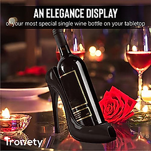 Trovety Shoe Wine Rack Holder- Bottle Wine Not Holder with High-Heel Design - Display & Storage Accessories - Table Centerpiece & Home Decorations for Kitchen, Restaurant, Bar, Hotel (Black)