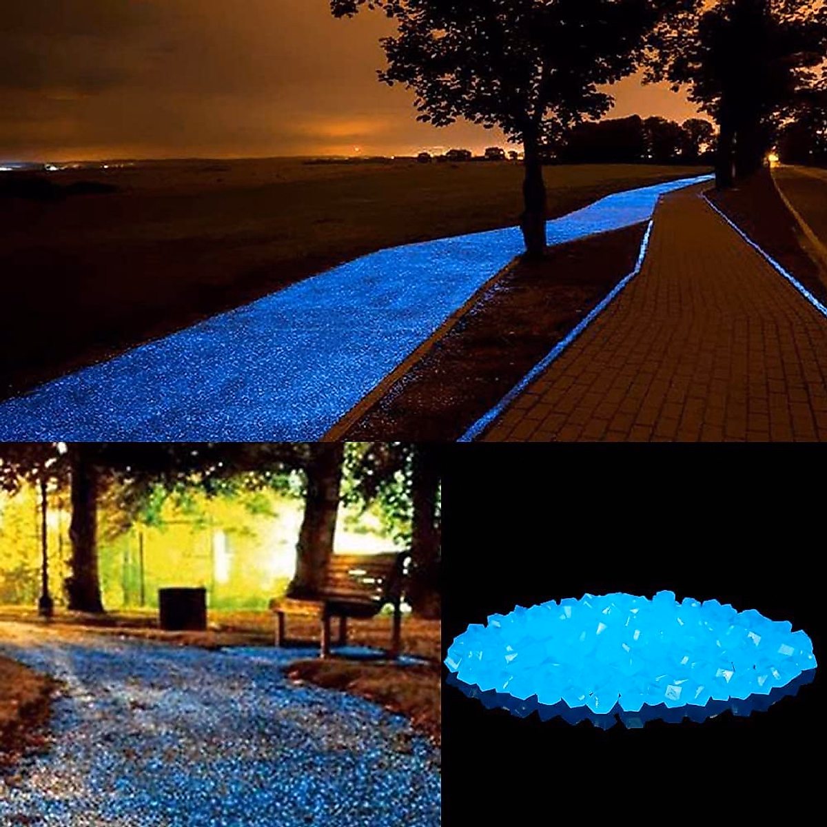 200PCS Glow Stones Pebbles, Gardening Luminous Glow Stones Rocks Outdoor Decor Glowing Water Fish Tank Gravel (White in Daytime, Blue in The Dark)