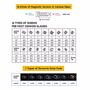 Upgraded All-in-One Magnetic Eyeglass Repair kit with Magnifying Glass, Repair Tool Kit with 12 Interchangeable Screwdriver Bits, Nose Pads, Screws and Tweezer for Eyeglass, Sunglass, Watch, Laptop