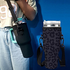 Water Bottle Carrier for Stanley,40oz Carrier Holder Pouch with Shoulder Strap,Lightweight Tumbler Travel Holder Bag for Hiking Travelling Camping