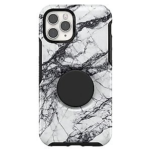 OtterBox + Pop Symmetry Series Case for Apple iPhone 11 Pro Max - White Marble, Black, 77-63776