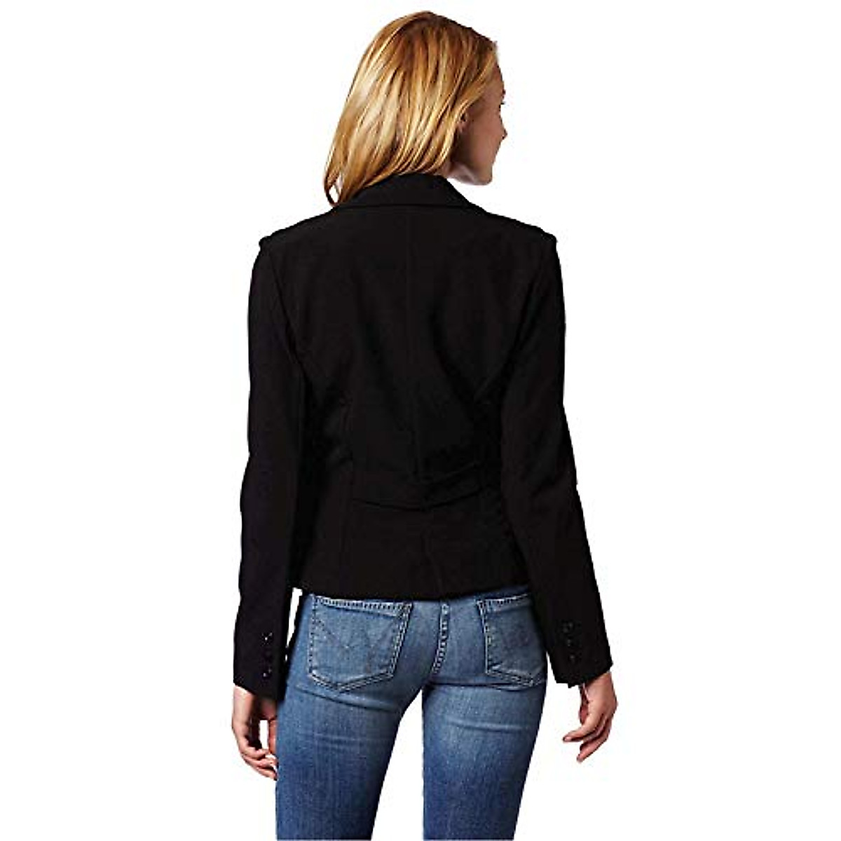 A. Byer Women's Long Sleeve Button welt Jacket, Black, Medium