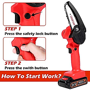 Gigilli Mini Chainsaw with 2 Batteries 2 Chain, 4-Inch Cordless Mini Chainsaw Battery Powered Portable, Christmas Gift Handheld Small Electric Chainsaw for Branch Pruning Tree Trimming Wood Cutting