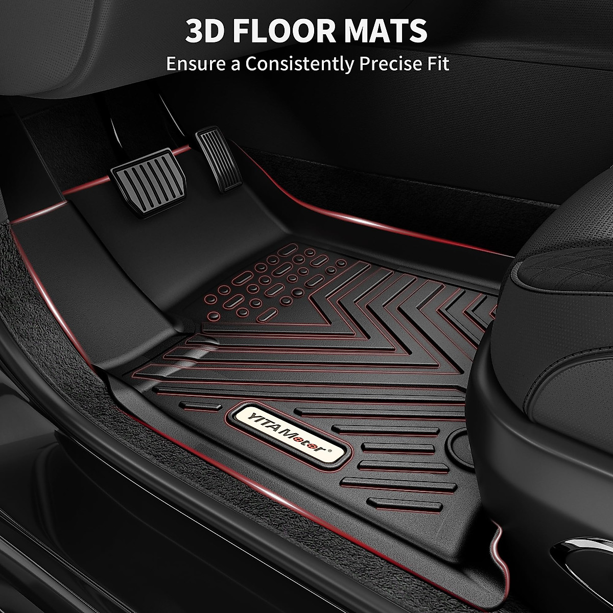 YITAMOTOR Floor Mats Fit for 2019-2023 Ford Ranger Supercrew Cab, Custom Fit Black TPE Floor Liners 1st & 2nd Row All-Weather Protection