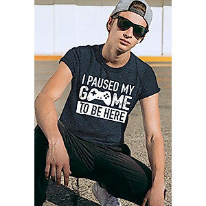I Paused My Game to Be Here t Shirt Gamer Gifts for Men Gaming Funny Graphic Tees (Charcoal Black, Youth S(8))