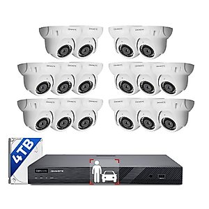 ONWOTE 16 Channel NVR PoE Security Camera System, 12MP 4K 16CH Commercial NVR 4TB, 16x 6MP Wired Outdoor 122° IP Cameras with Audio, AI Detection, 100ft 60ft Ethernet Cables, CCTV for Business Home