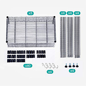 Isyunen 5 Tier Shelving Unit Adjustable Wire Shelves Organizer Shelf Rack Heavy Duty Storage Unit Black/Silver/White… (Black, 5 Tier)