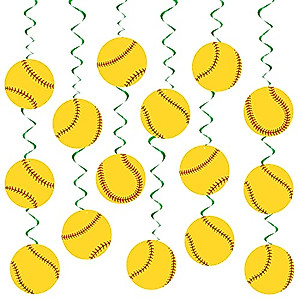 30 Pieces Softball Party Decoration Swirls Sports Hanging Swirl Decorations Sports Birthday Party Supplies Softball Party Supplies Softball Decor Sport Theme Ceiling Streamers for Softball Fans Club