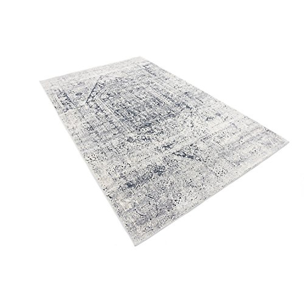 Unique Loom Chateau Collection Traditional, Vintage, Textured, Medallion, Distressed, Victorian Area Rug, 5 ft x 8 ft, Navy Blue/Beige