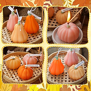 3 Pieces Fall Decorations for Home Fun Pumpkin Scented Candle Handmade Wax Fall Pumpkin Candles Decor for Autumn Harvest Halloween Party Favor Supplies