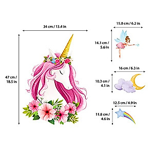 DECOWALL SG-2105 Large Unicorn Wall Stickers Rainbow Kids Colorful Decals Removable for Girls Nursery Bedroom Living Room Art Home Decor Decoration Toddler Little Princess Childrens