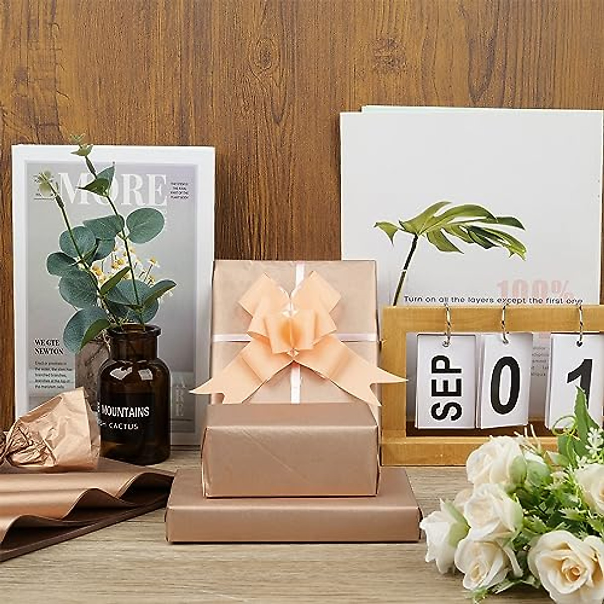 Bolsome 100 Sheets 20 * 14 Inches Metallic Copper Gold Tissue Paper for Gift Wrapping, Pearlescent Tissue Paper for Gift Bags for Birthday Party Wedding Baby Shower Bachelorette Party DIY Craft…