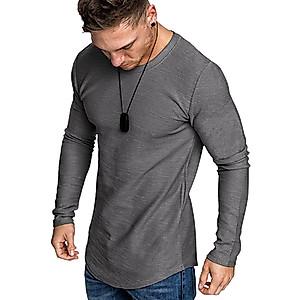COOFANDY Men Workout T Shirt Fit Lightweight Cotton Fall Tee Big Tall Black/Grey