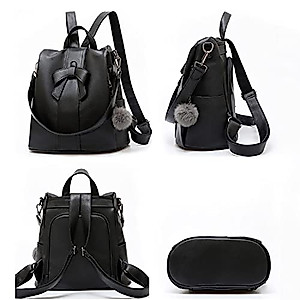 YOUNNE Anti-theft Ladies Backpack Fashion Brand Ladies Large Capacity Backpack Waterproof PU Leather bow-knot Backpack-Black