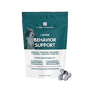 Dr. Bill’s Canine Behavior Support | Calming Pet Supplement for Dogs | Use On Demand | Contains Chamomile, Lemon Balm, Taurine, Valerian, Ginger Root, and Magnesium
