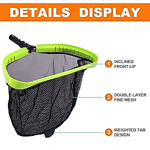 Sepetrel Pool Net,Professional Swimming Pool Leaf Skimmer Nets for Cleaning with Double-Layer Deep Big Bag,Heavy Duty Aluminum Frame & Handle Rake(Pole Not Included)