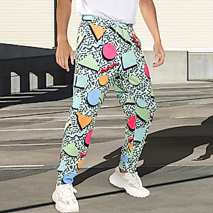 80s 90s Retro Jogger Sweatpants Men's Outfit Track Pants Vintage Workout Pants Costumes for Men & Women (Medium, Teal 80s)