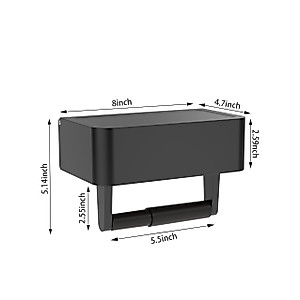 WZKALY Toilet Paper Holder with Shelf - Flushable Wipes Dispenser & Storage Fits Any Bathroom, Keep Your Wet Wipes Hidden - Stainless Steel Wall Mount Bathroom Organizer -（Matte Black, Regular roll）