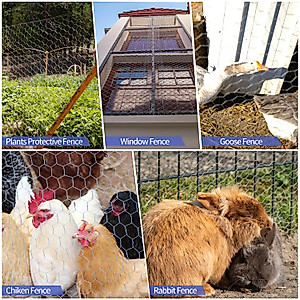 Chicken Wire, 2 Rolls of 15.7“ ×393.7” Chicken Wire Net for Craft, Chicken Wire Fence Mesh with Plier, Protective Gloves, Cable Zip Ties for Crafts Garden Poultry Chicken Coops Rabbit Rodent Cage