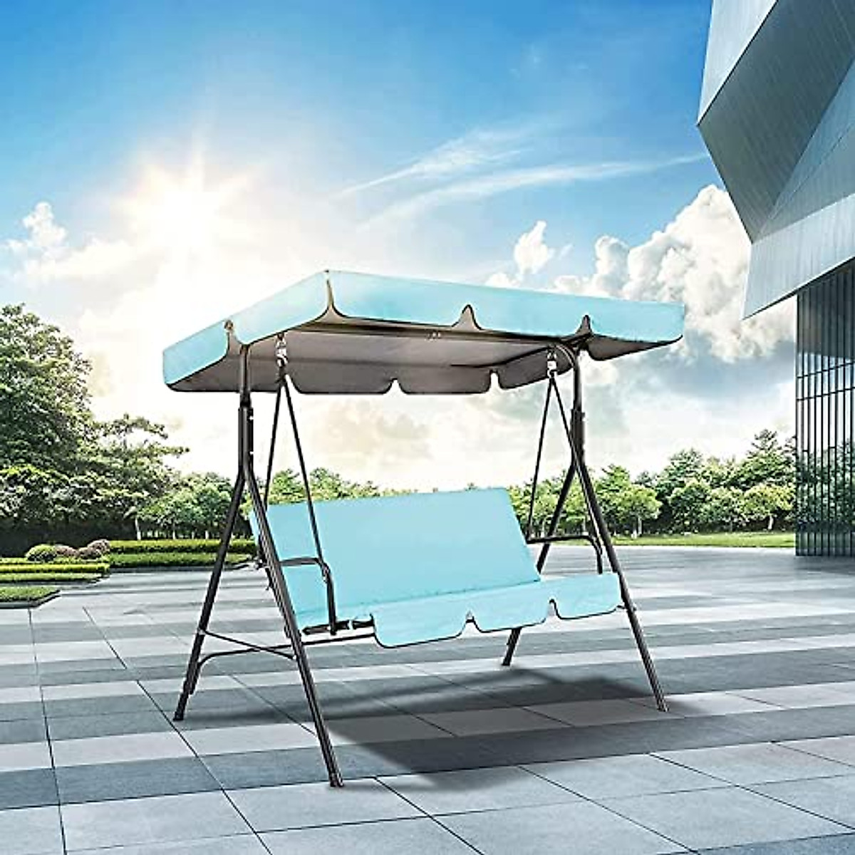XYQSBY Swing Chair Seat/Canopy Replacement 3/2 Seater, Garden Canopy Swing Chair Cover Set Universal, 210D Waterproof UV Resistant Silver Coated Oxford Cloth (Color : Pink, Size : 195×125×15CM)