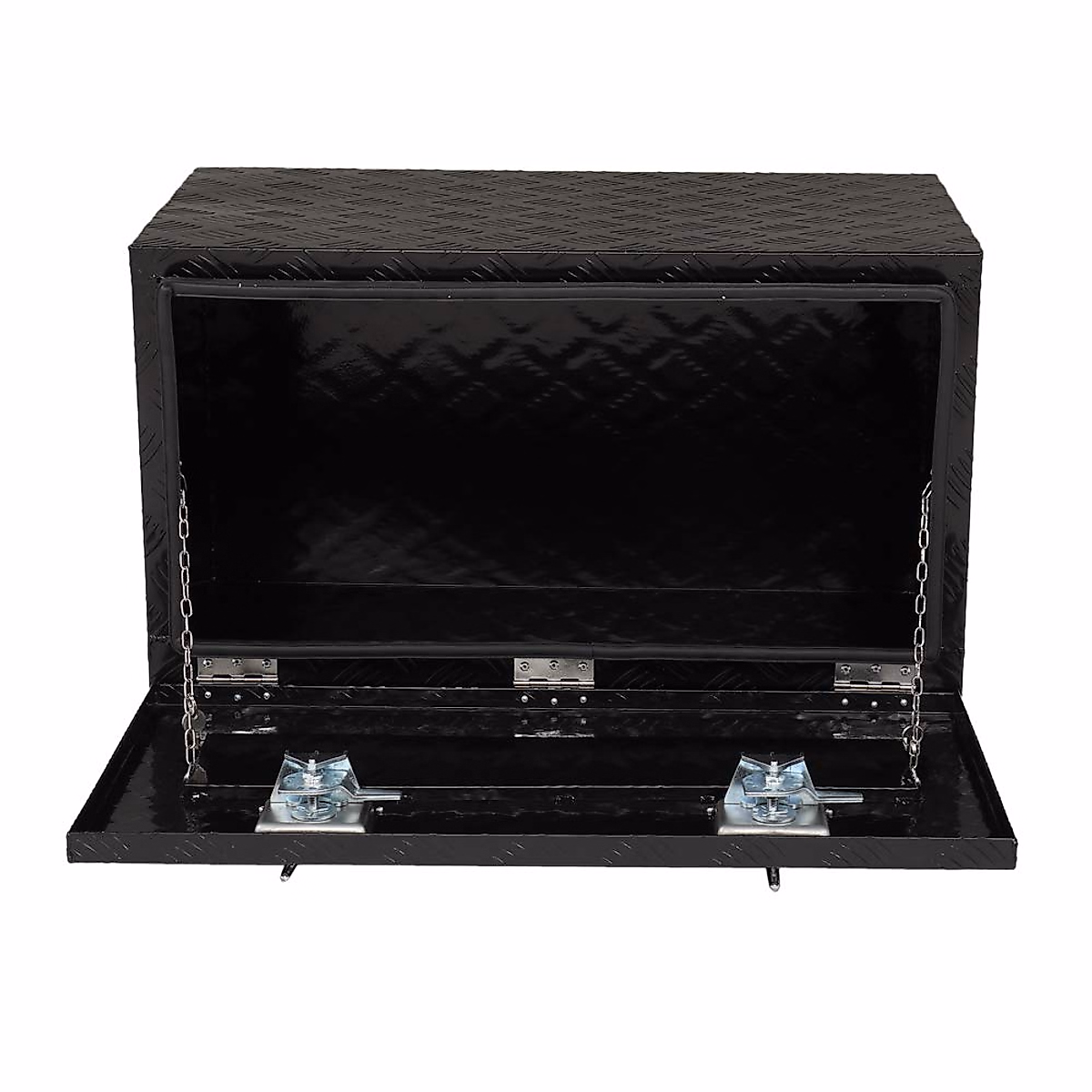 MOTORHOT 30" W x 17" D x 18" H Aluminum Truck Bed Tool Box, Diamond Plate ToolBox for Pick Up Truck RV Trailer, Chest Storage Organizer with Lock and Keys, Black