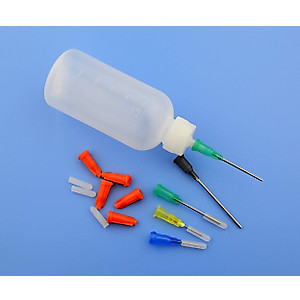 SHAOTONG 6Pcs Squeeze Bottle with 14Pcs Dispensing Needles and 1Pc Dispensing Brush and 12Pcs Cap (30ml+50ml+100ml)