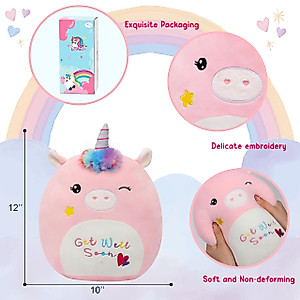 Easfan Get Well Soon Unicorn Plush Pillow Soft Plush Toy Get Well Soon Gifts for Kids Patient Feel Better for Women Throw Pillow Sofa Cushion Home Decoration