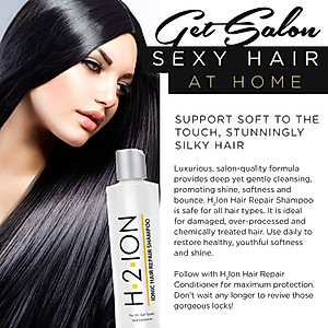 H2 Ion Hair Repair Shampoo -- Thermal Activated Ionic Shampoo for Damaged Hair -- Deep Clean - Lock in Moisture - Restore Shine Body & Bounce - Protect from Heat Styling - Seal Split Ends (8 oz)